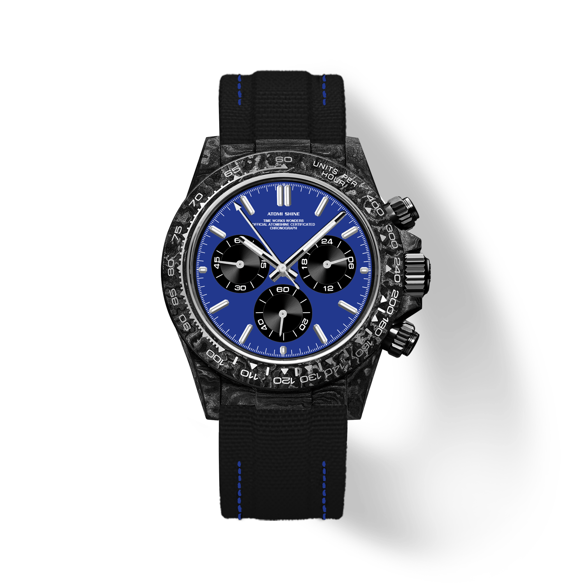 Velocirex Carbon Fiber Watch 39mm, Navy Shadow
